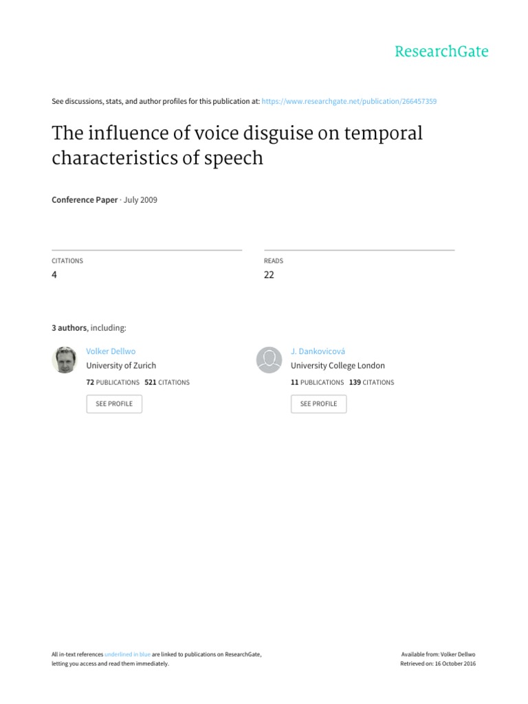 The Influence of Voice Disguise On Temporal Characteristics of Speech ...