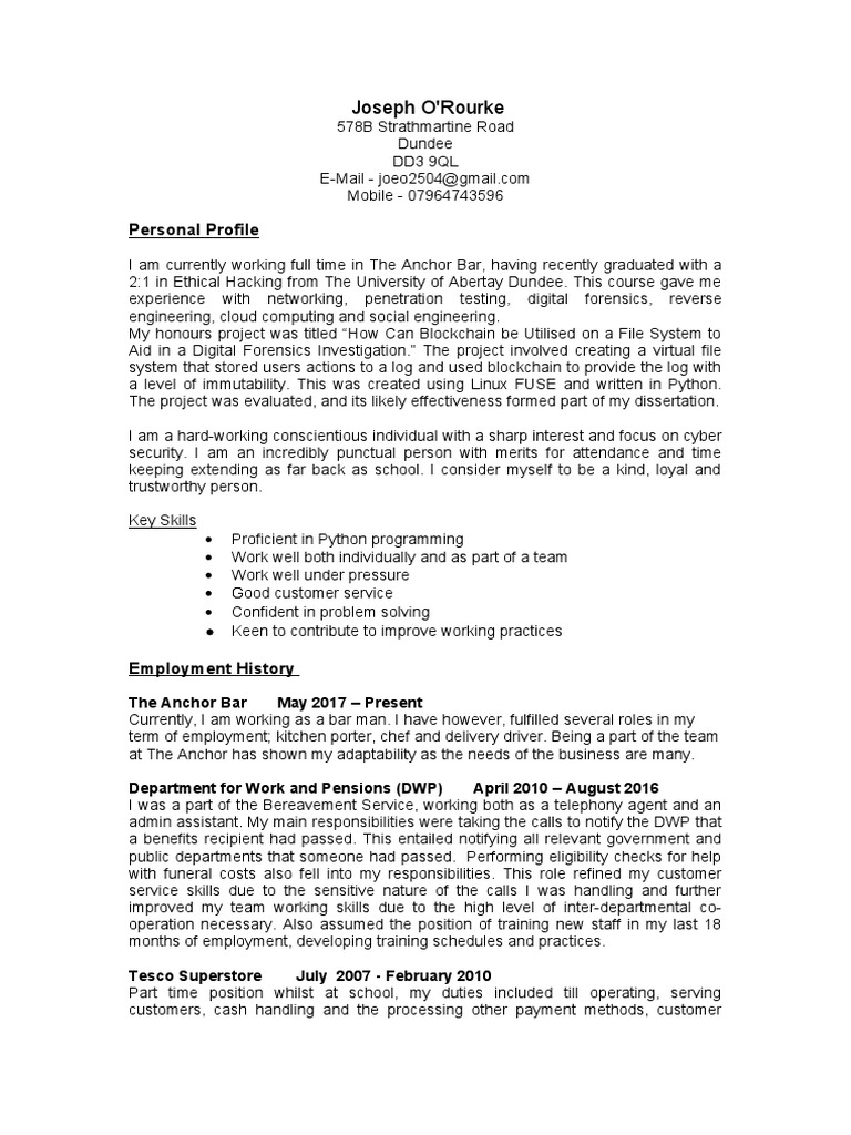 Joseph O'Rourke: Personal Profile | PDF | Business | Computing And Information Technology