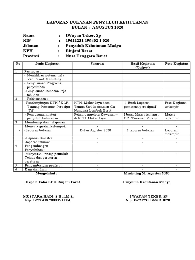 Laporan Bop September 2020 | PDF