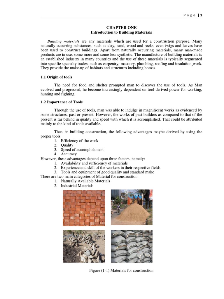 Building Materials For Construction | PDF | Cement | Masonry