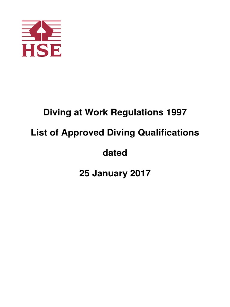 HSE Approved List | PDF | Scuba Diving | Underwater Diving