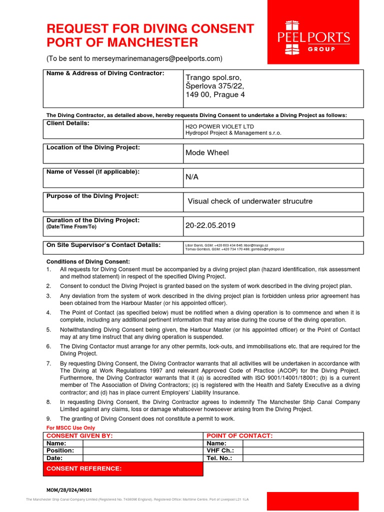 MSCC Dive Consent Request - Mode Wheel | PDF