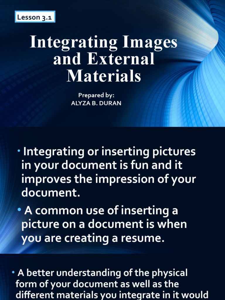 Integrating Images and External Materials: Lesson 3.1 | PDF ...