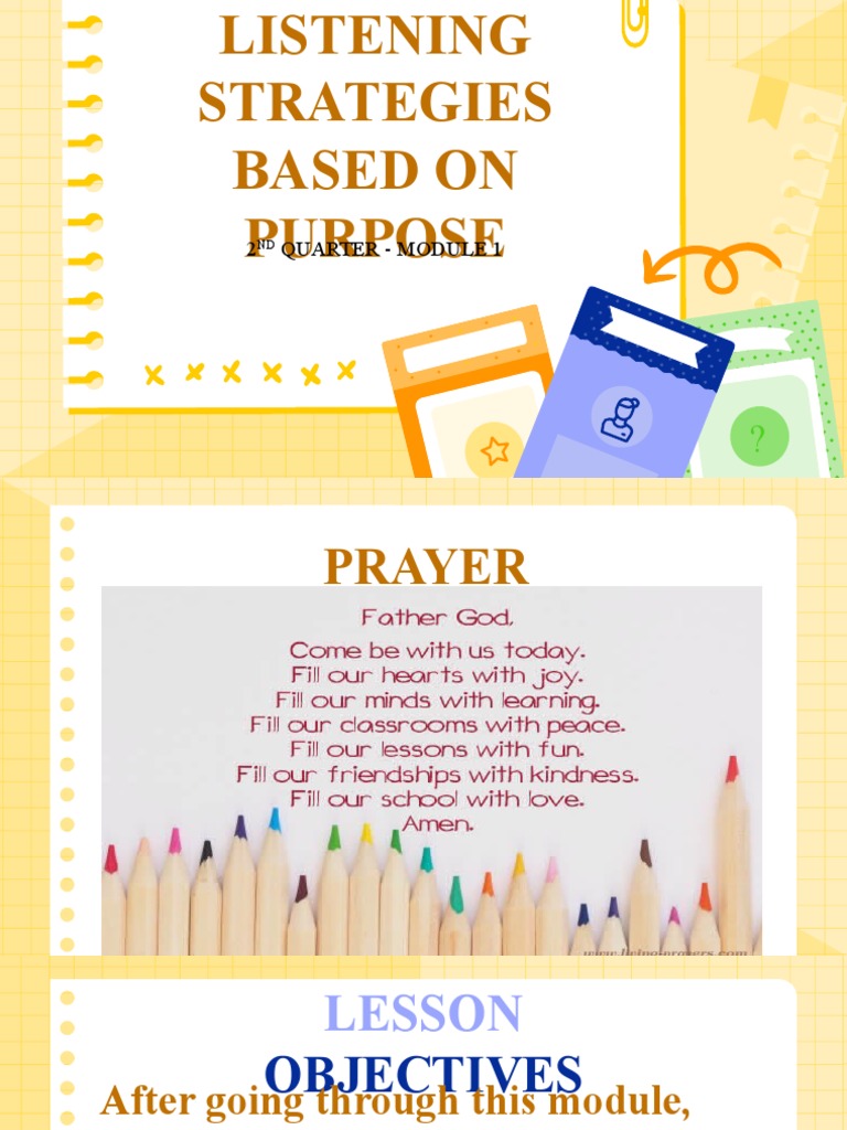 Listening Strategies Based On Purpose | PDF | Reading Comprehension ...