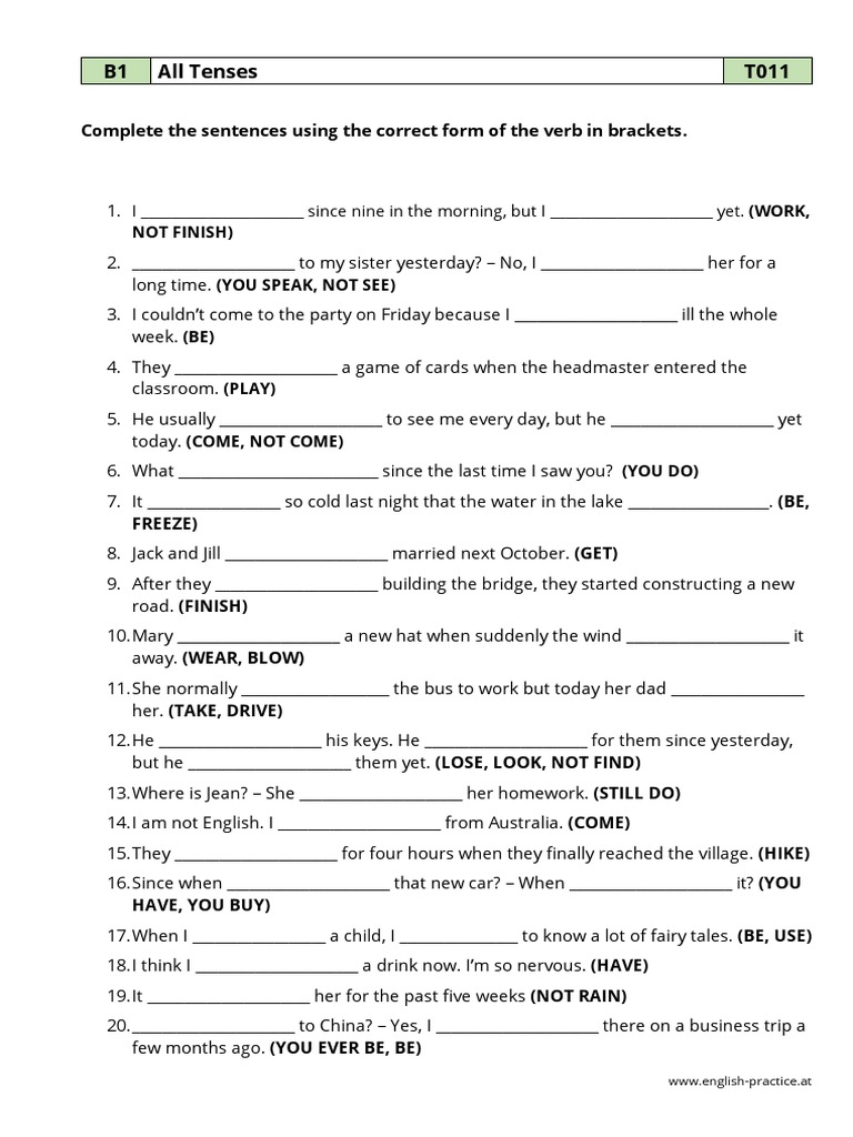 All Tenses 2 Exercise | PDF