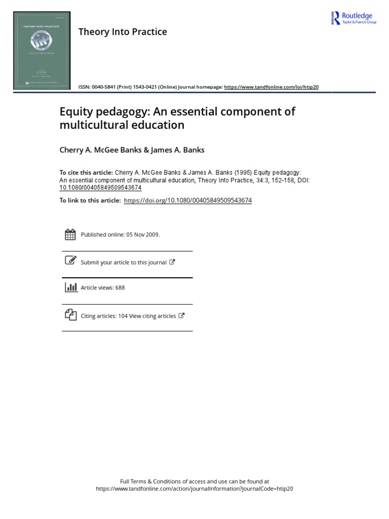 Equity Pedagogy An Essential Component of Multicultural Education ...
