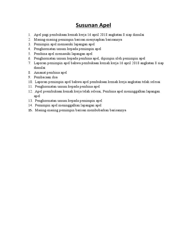 Susunan Apel Pembukaan Kemah Kerja | PDF