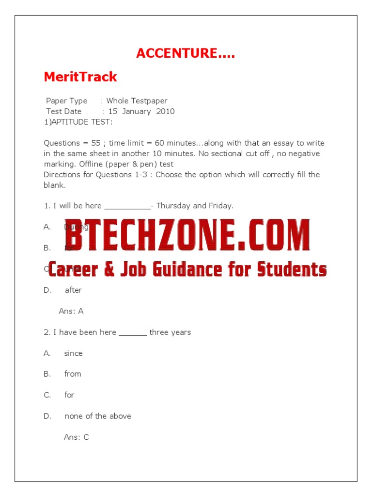 Accenture Sample Paper 2 | PDF | Water | Heat