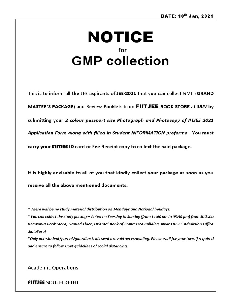Notice For GMP Collection | PDF | Business