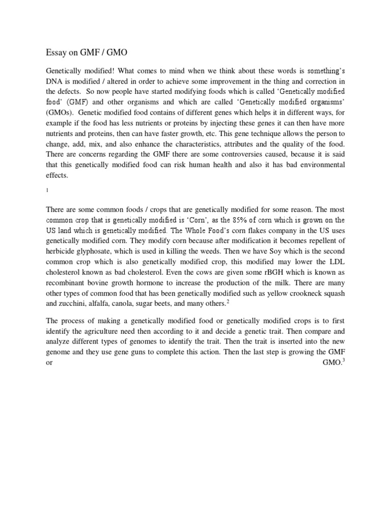 Genetically Modified Food Essay | Download Free PDF | Genetically ...