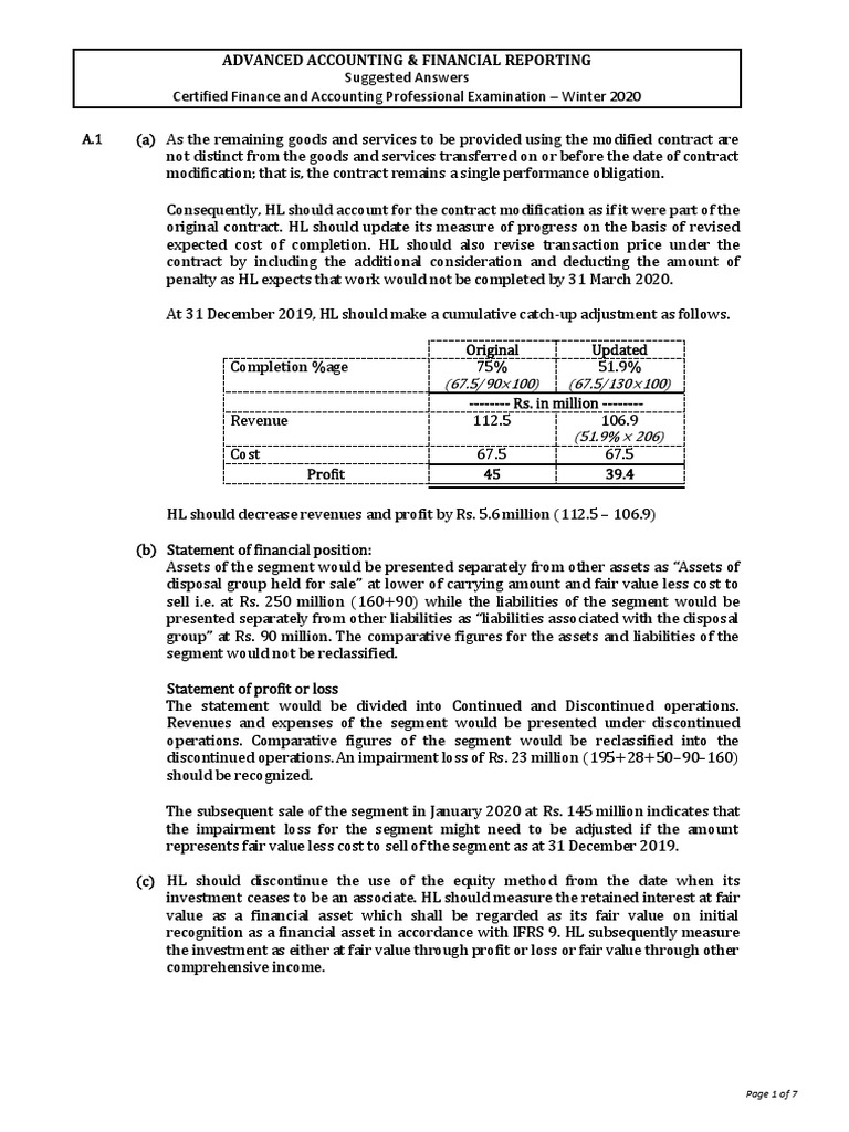 Advanced Accounting & Financial Reporting: Page 1 of 7 | PDF | Income ...