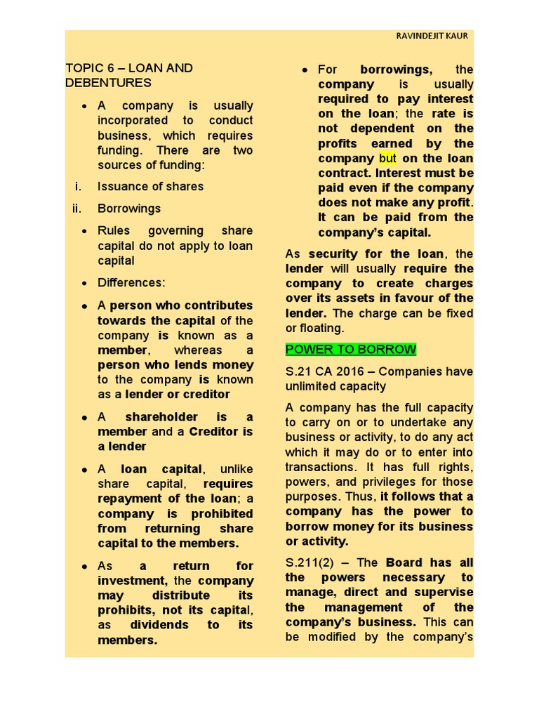 Chapter 6 Loan and Debentures | PDF | Debenture | Loans