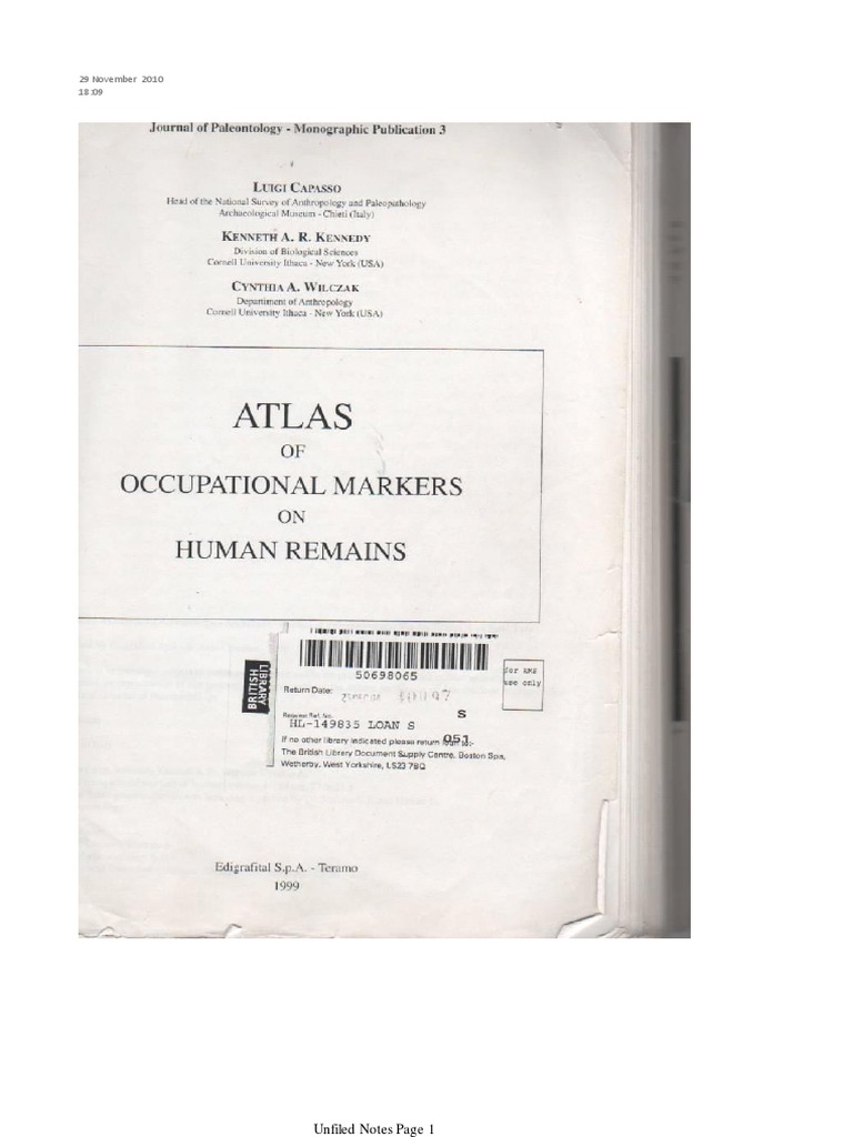 1 Atlas of Occupational Markers On HUman Remains | PDF