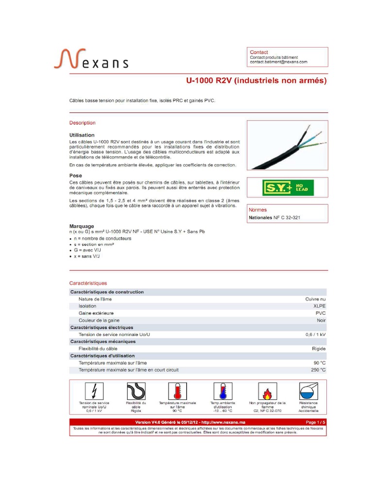 Cable U1000 Ro2v Nexans | PDF