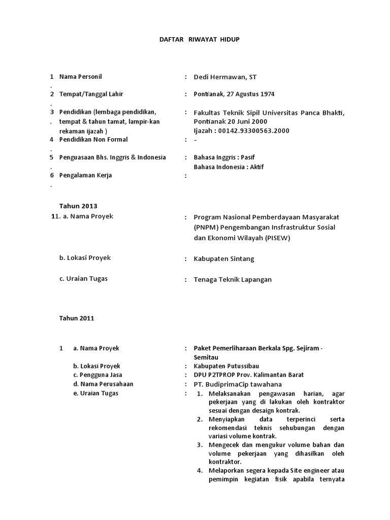 Cv. Dedi Hermawan | PDF | Teknologi & Rekayasa