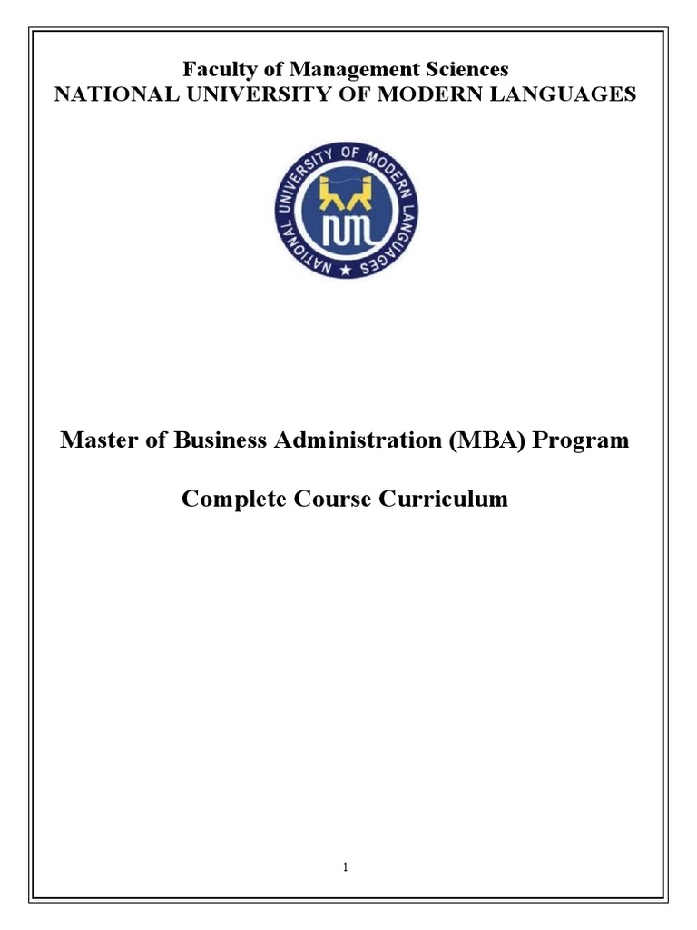 MBA Course Outline Booklet | PDF | Master Of Business Administration ...