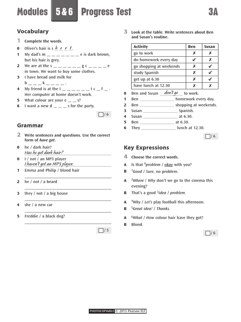 Modules Progress Tes 3A: H o R T | PDF
