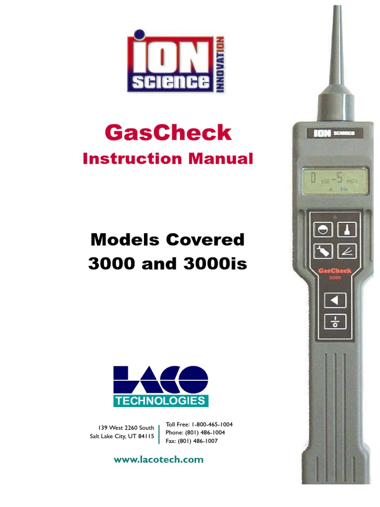 GasCheck 3000 Manual | PDF | Leak | Calibration