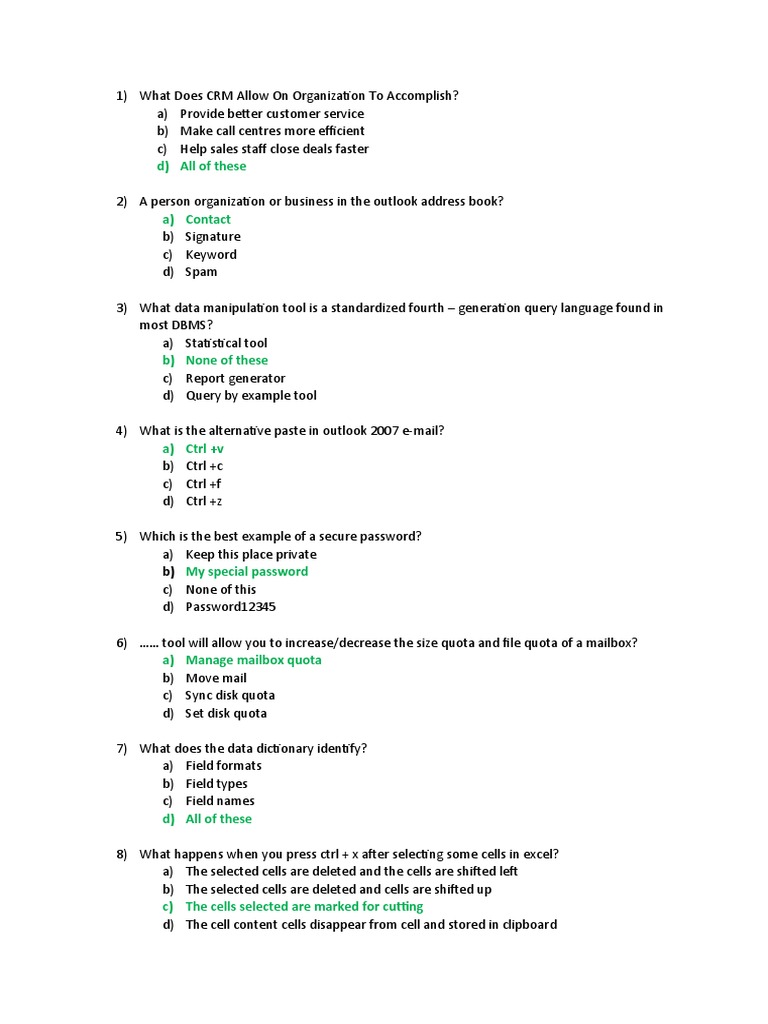 CRM Questions and Answers | PDF | Customer Relationship Management ...