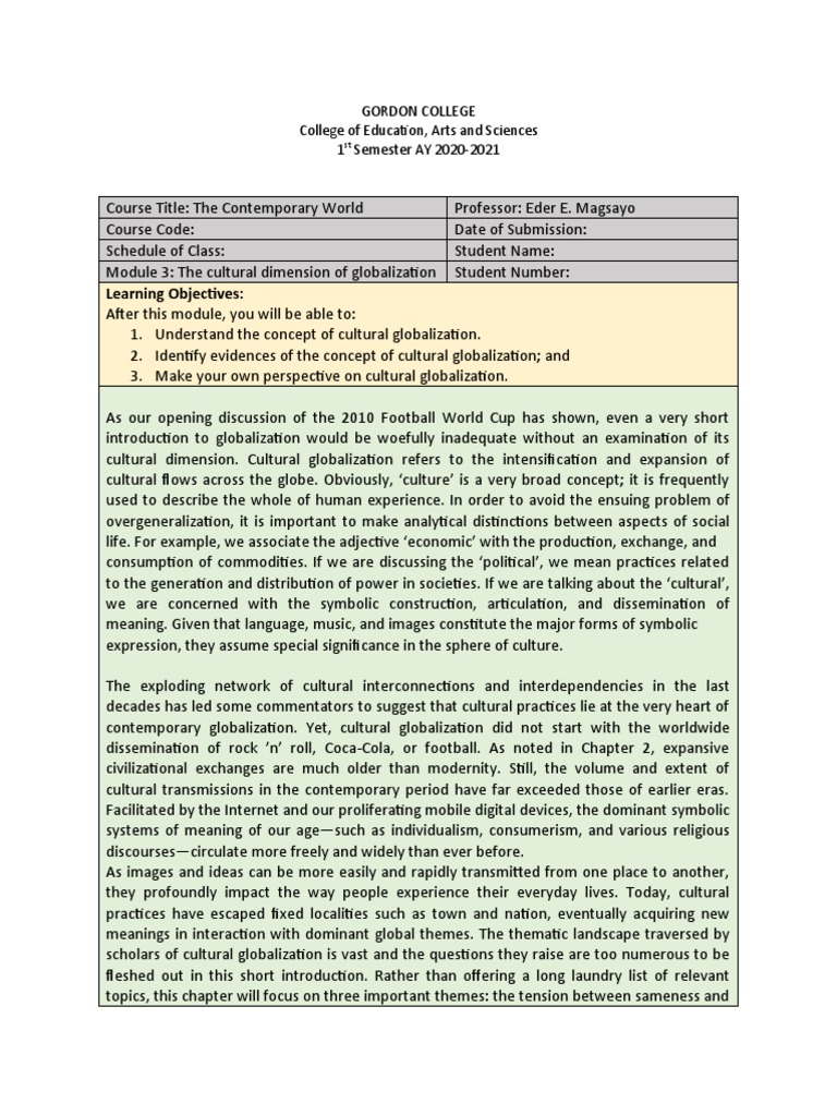 Module 3 For The Contemporary World | Download Free PDF | Globalization ...