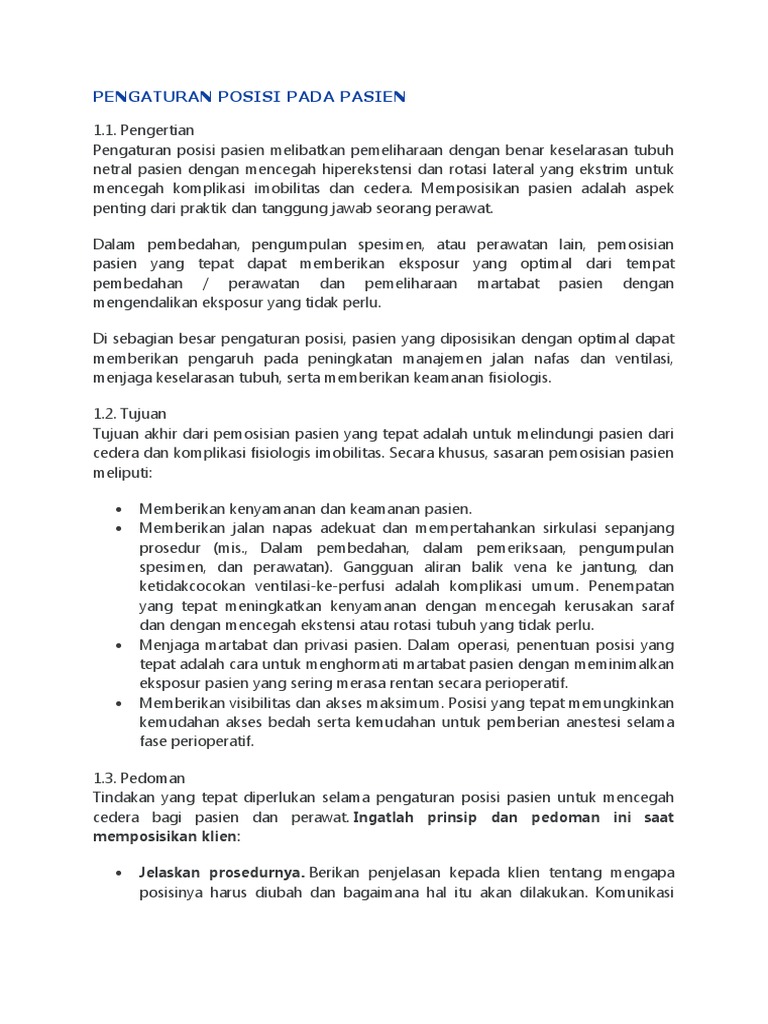 Pengaturan Posisi Pada Pasien | PDF