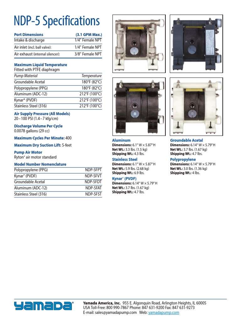 NDP-5 Specifications: Port Dimensions (3.1 GPM Max.) | PDF | Pump | Gas ...