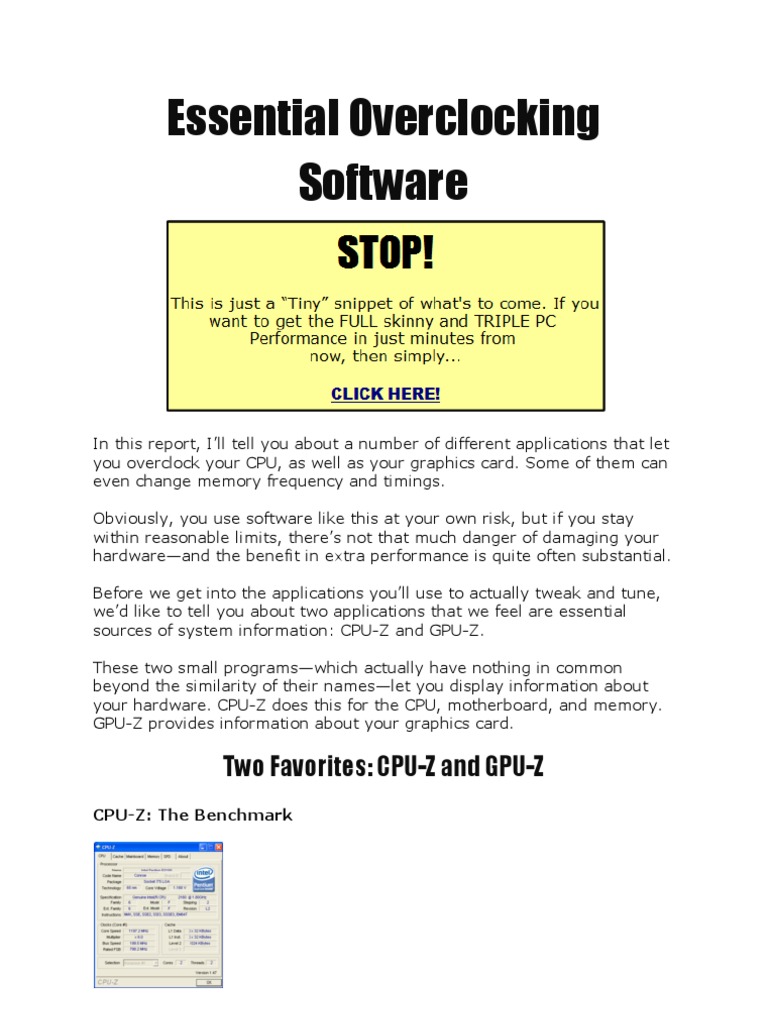 Essential Tools for Hardware Monitoring and Overclocking | PDF ...