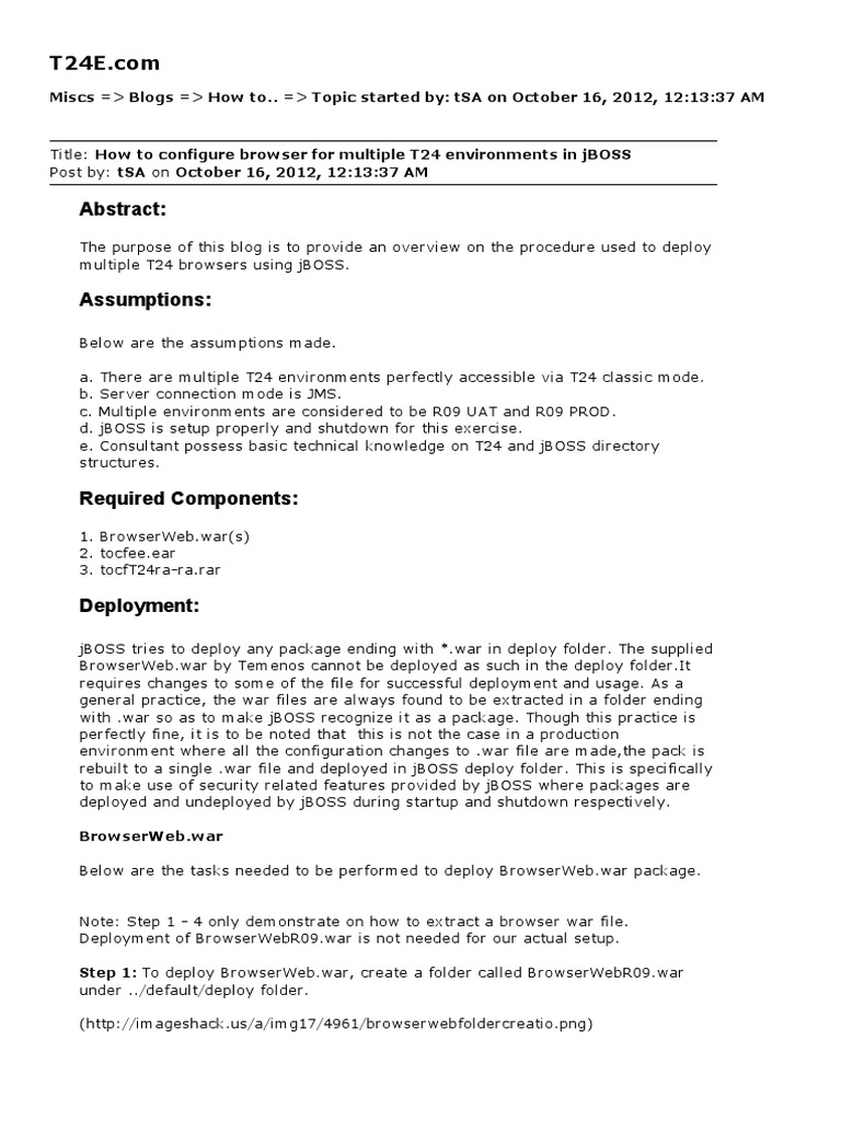 How To Configure Browser For Multiple T24 Environments in jBOSS | PDF | Directory (Computing ...