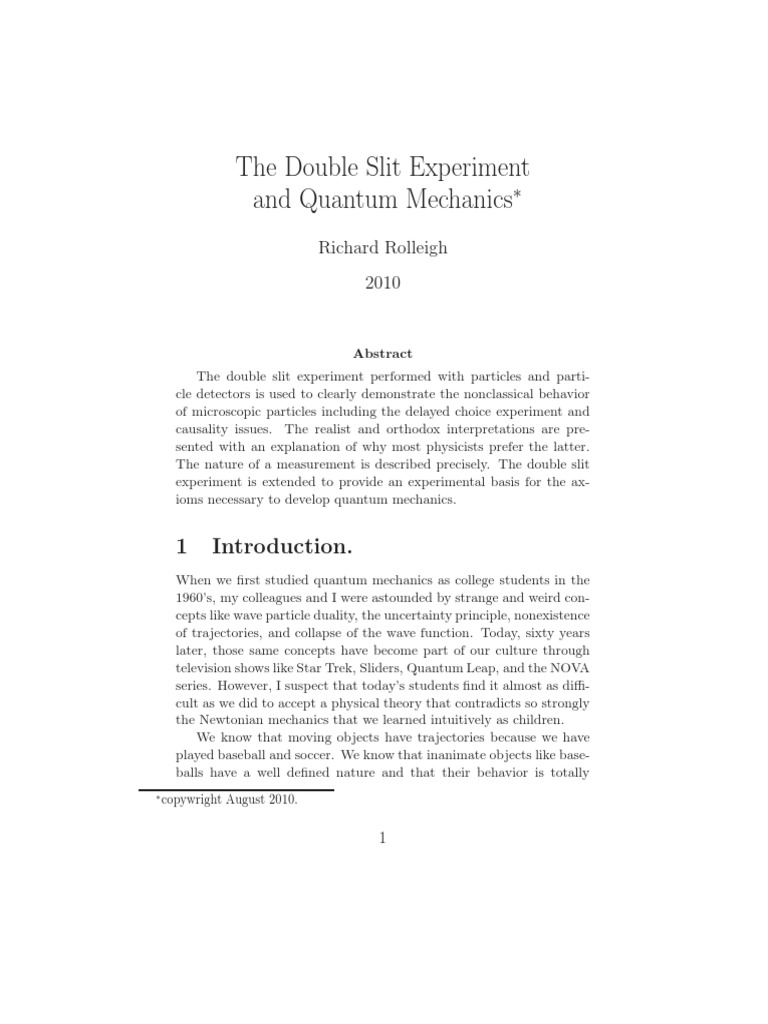 The Double Slit Experiment and Quantum Mechanics | PDF | Wavelength ...