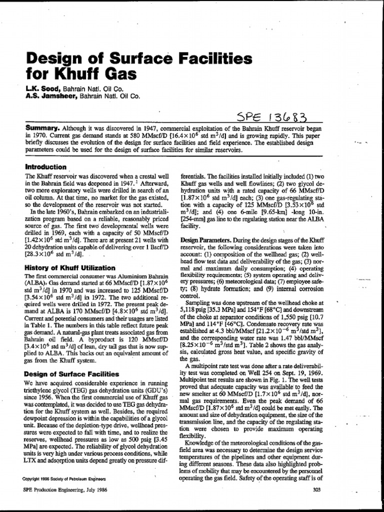 Design Surface Facility of Khuff Gas | PDF | Heat Exchanger | Pipeline ...
