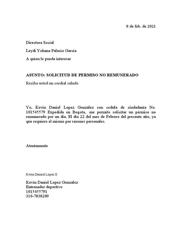 Solicitud Dia No Remunerado | PDF