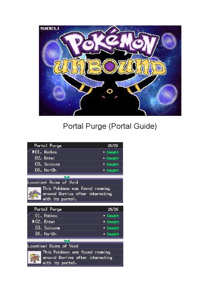 Portal Purge Guide for Pokémon Unbound | PDF