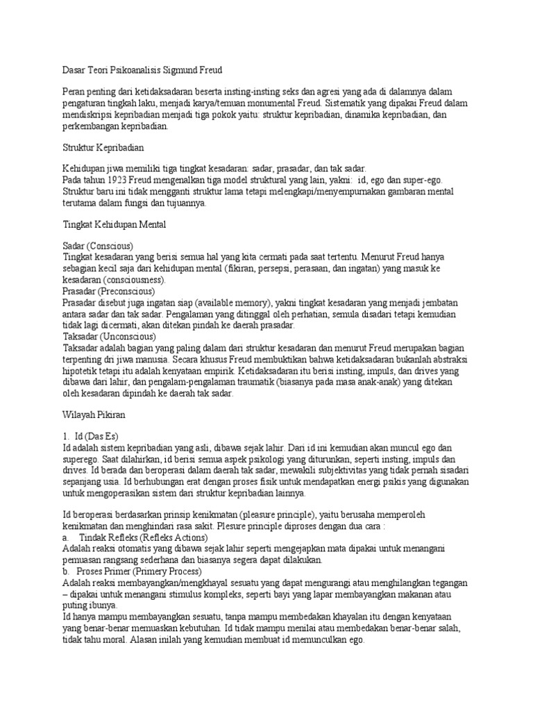 Dasar Teori Psikoanalisis Sigmund Freud Pdf