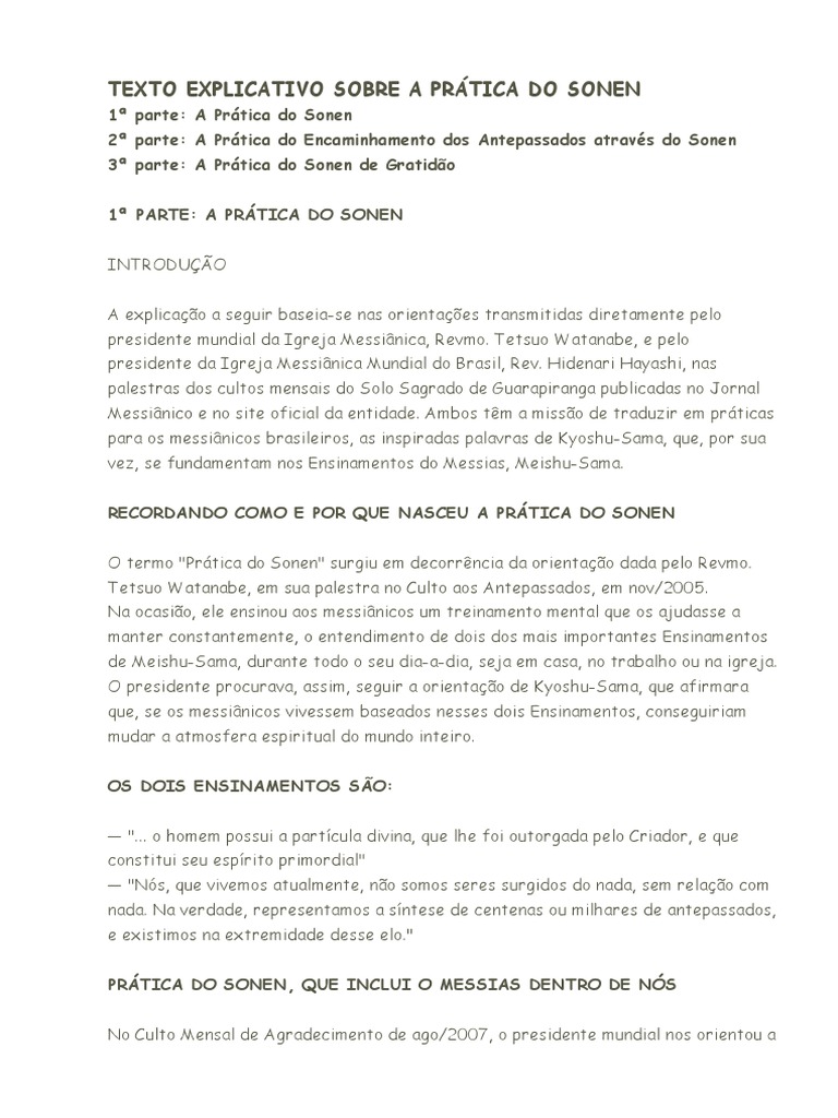 Prática Do Sonen | PDF | Messias | Deus