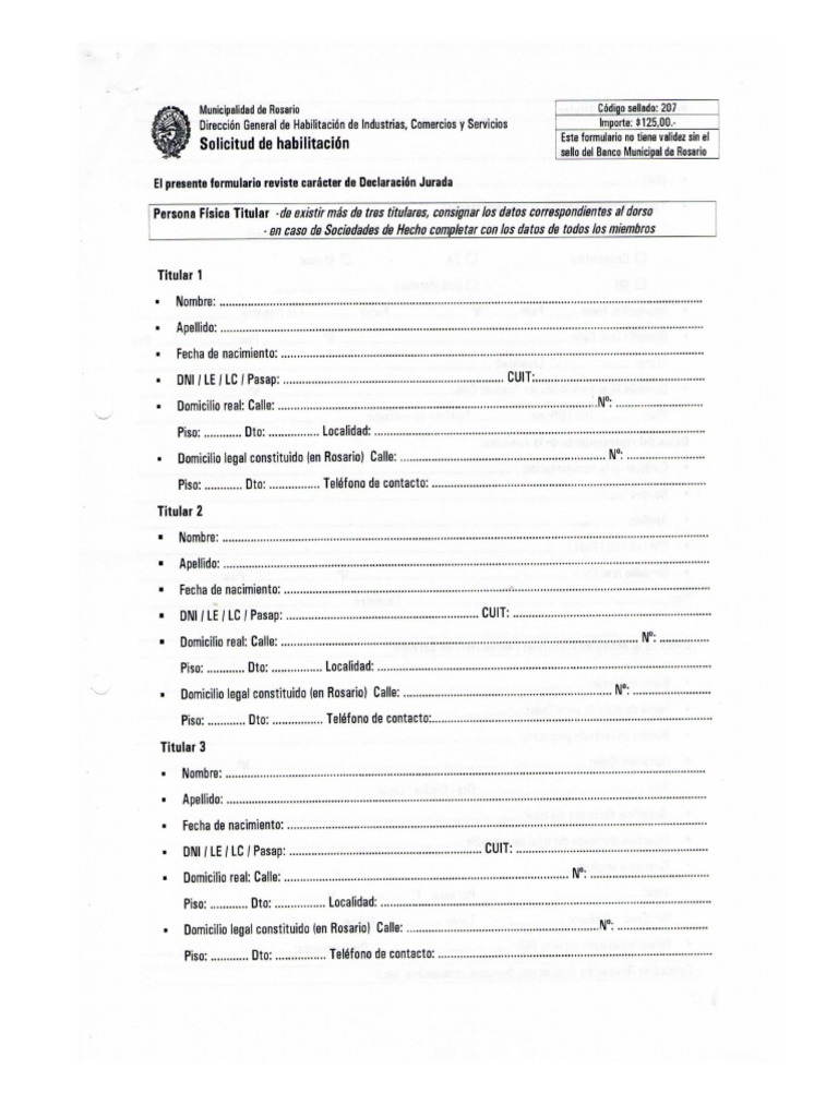 19 - Anexo Formularios Habilitación Municipal | PDF