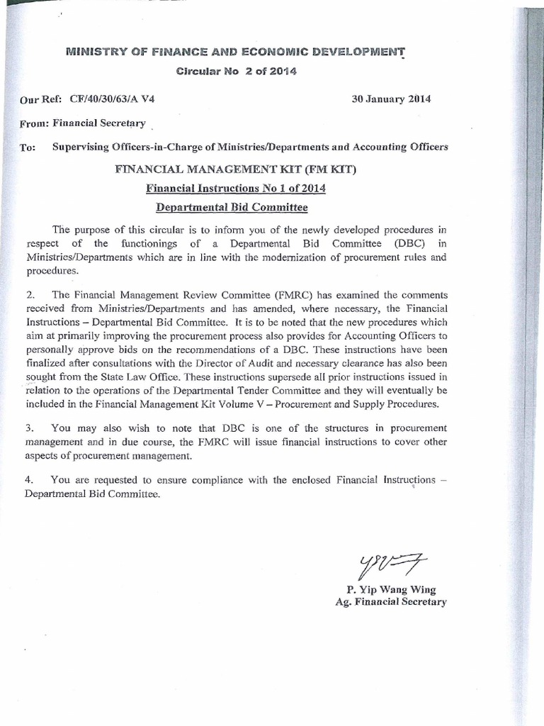 Circular No. 2 of 2014 Financial Instructions No.1 of 2014 ...