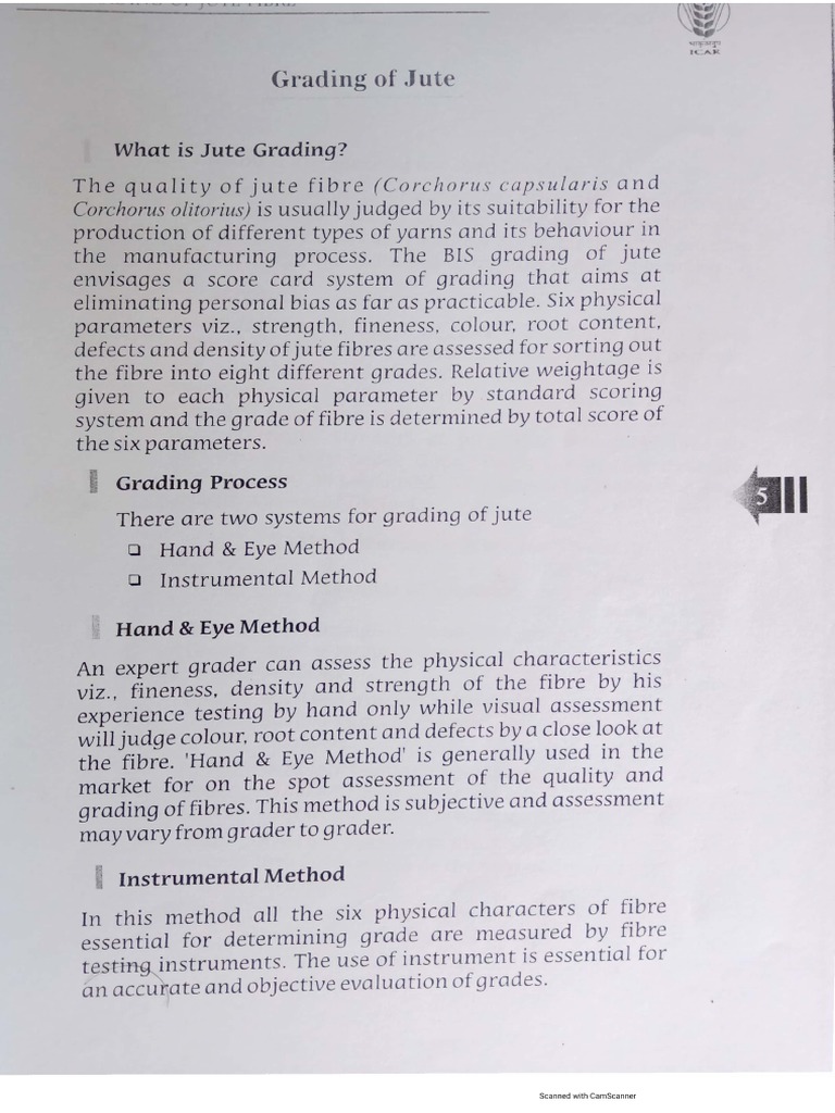 Grading and Defects of Jute Fibre | PDF