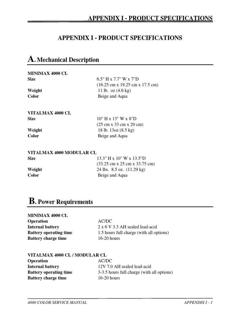 Appendix I - Product Specifications | PDF | Blood Pressure | Breathing