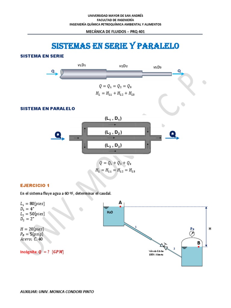 DINÁMICA DE FLUIDOS - Sistemas Serie y Paralelo | PDF | Gases | Mecanica clasica