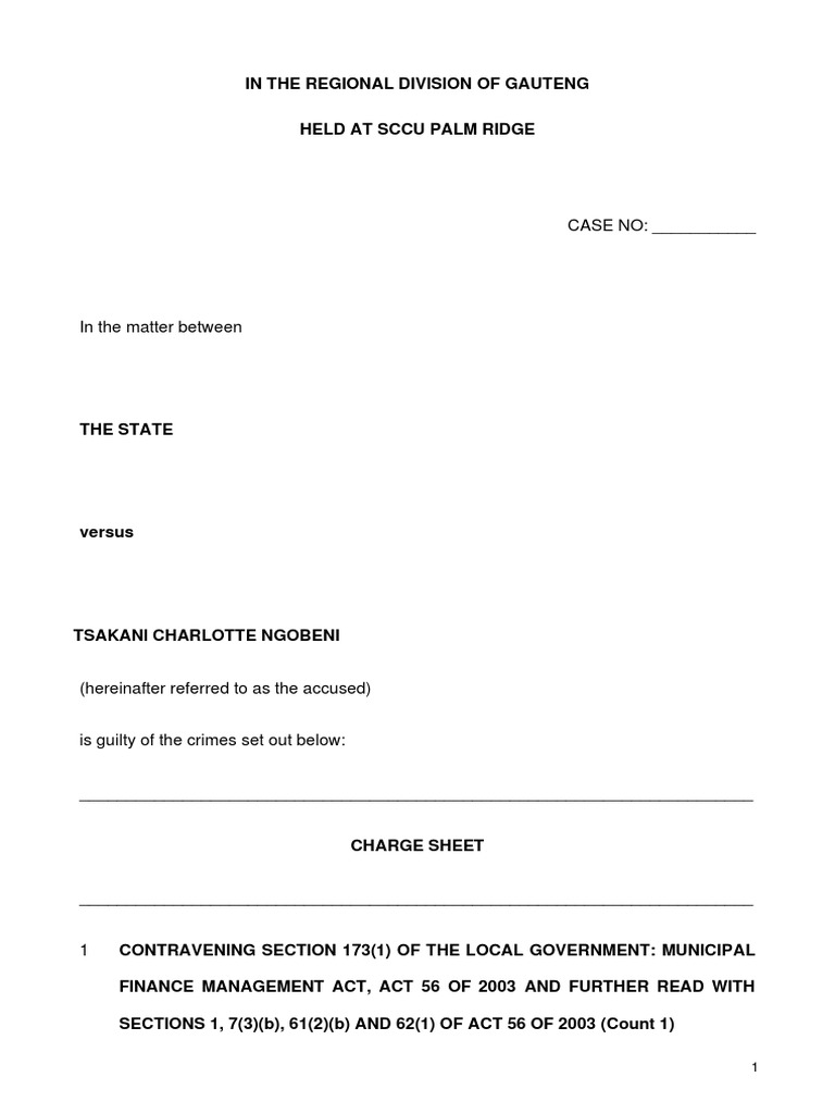 S V Ngobeni (Collins Chabane Charge Sheet) | PDF | Fiduciary | Internal ...