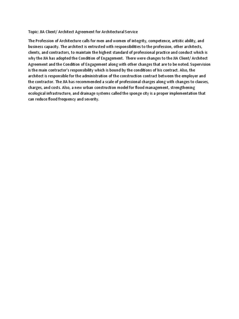 Topic-JIA Client-Architect Agreement For Architectural Service 0sponge ...
