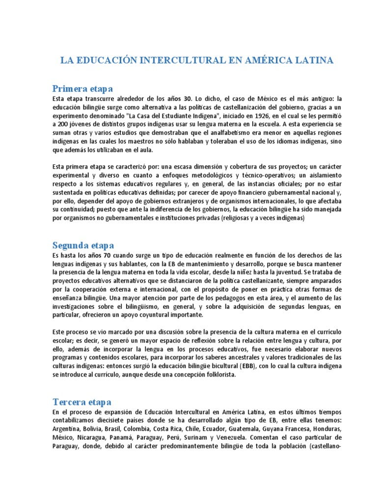Educación Intercultural en América Latina | PDF | America latina ...