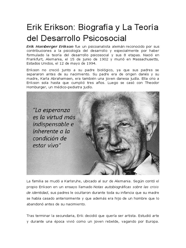 Erik Erikson | PDF | Psicoanálisis | Ciencias del comportamiento
