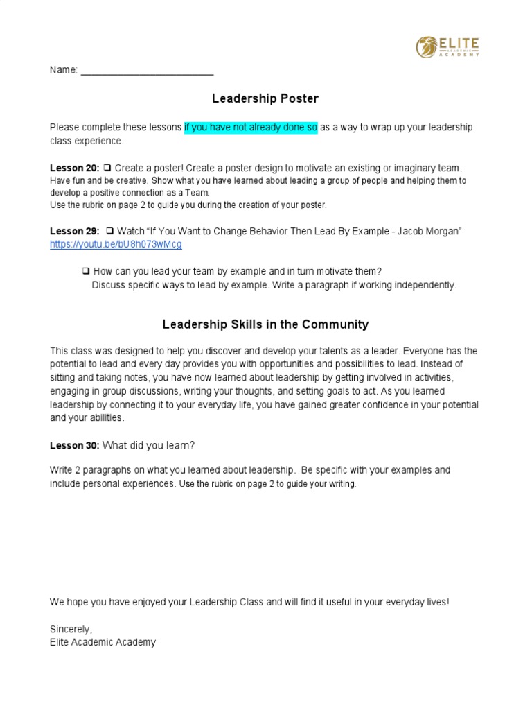 Leadership Poster and Community Wrap-Up | PDF | Career & Growth