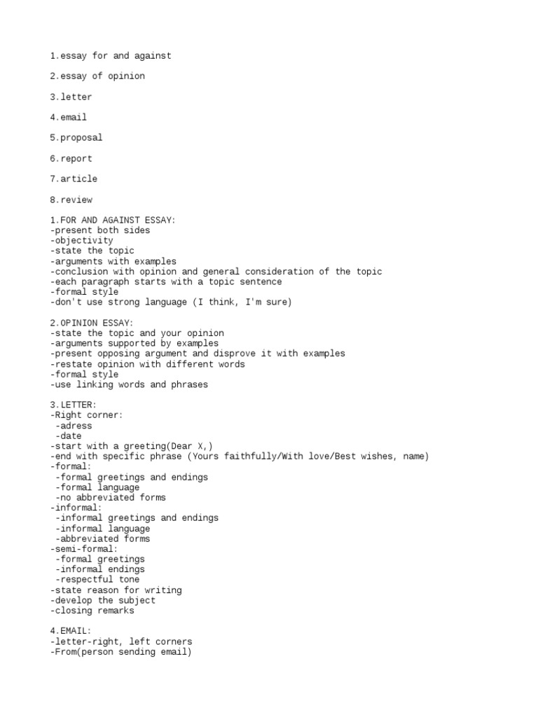 Cambridge Notes For The Writing Exam | PDF