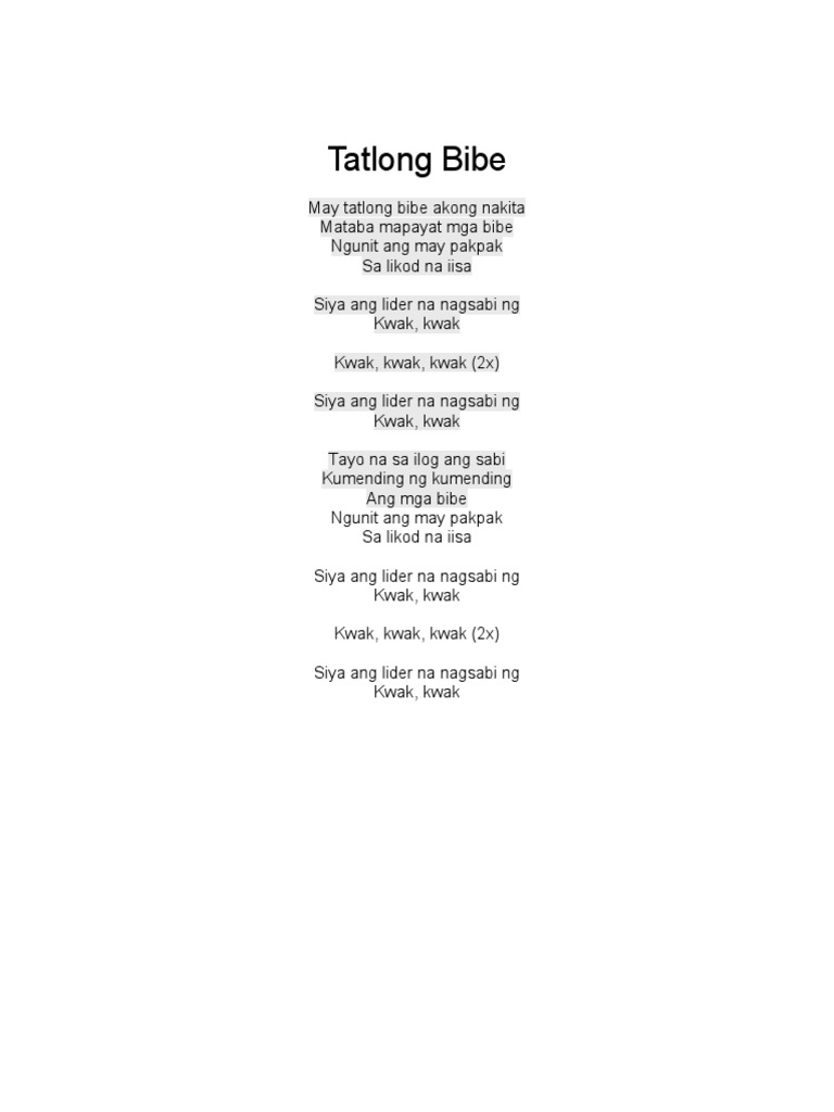 Tatlong Bibe | PDF