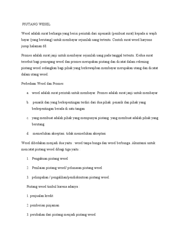 Panduan Piutang Wesel | PDF | Pengelolaan Keuangan & Uang