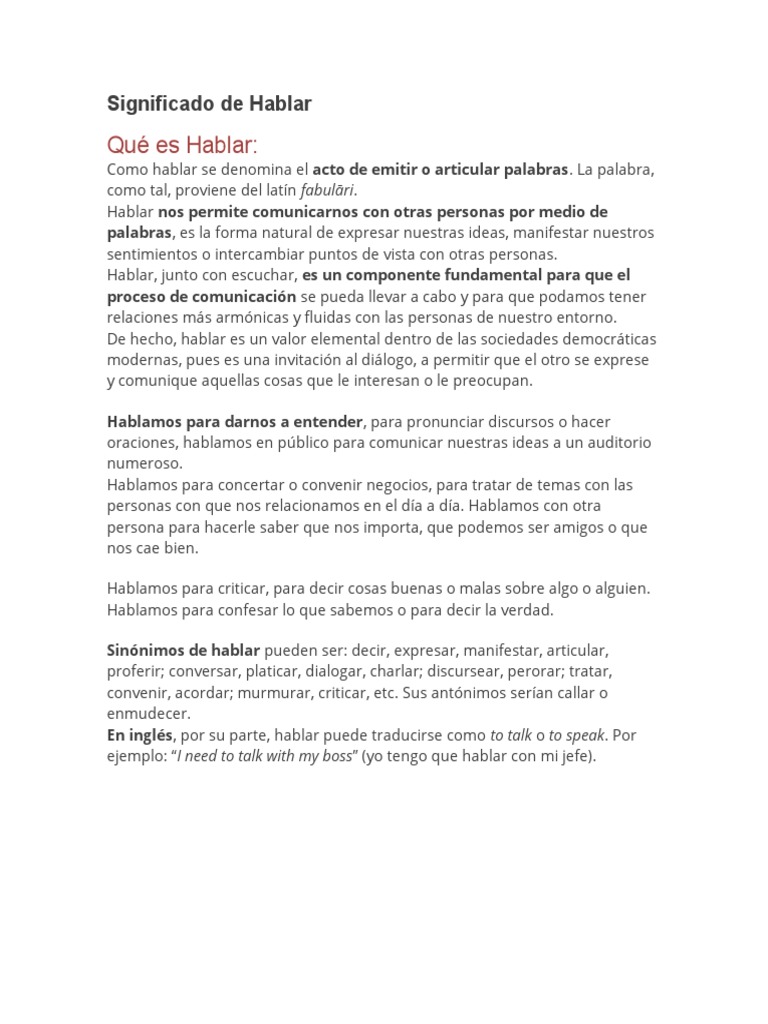 Hablar | PDF