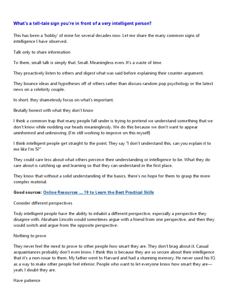 Tell-Tale Signs of Intelligence | PDF | Intelligence | Cognition