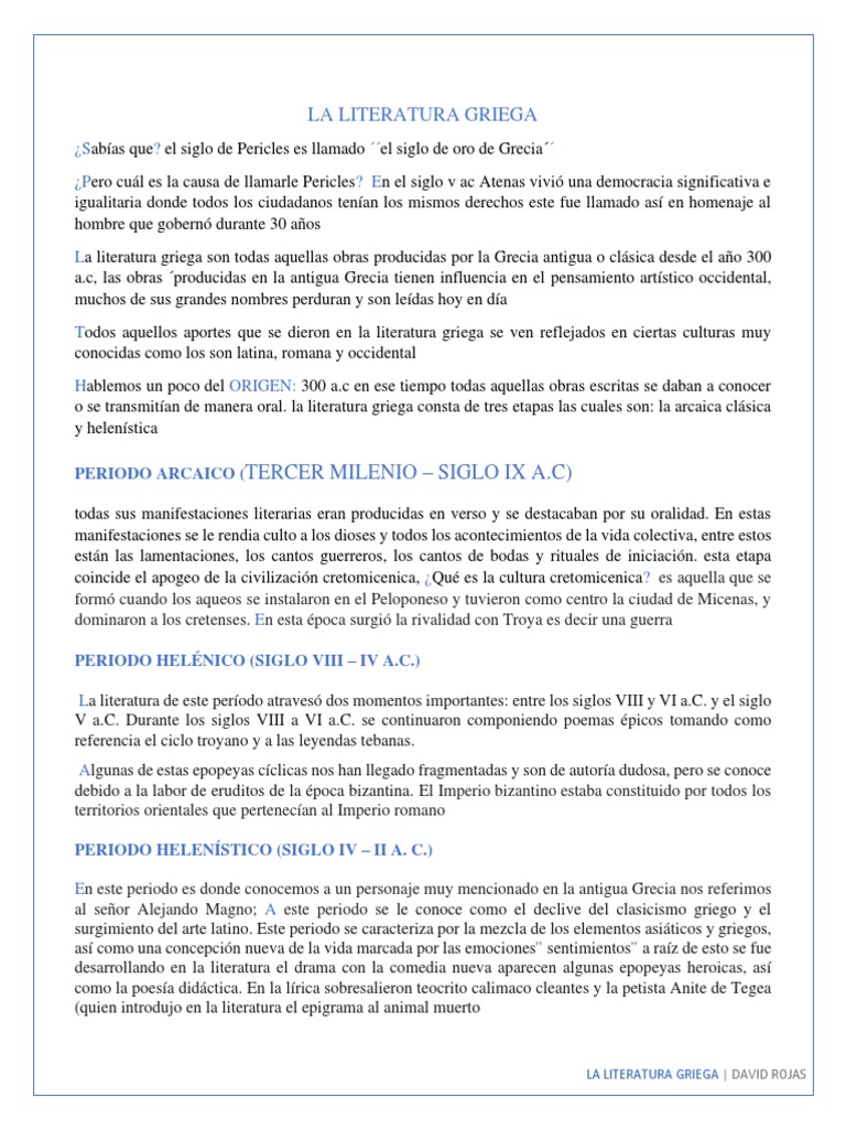 Literatura Griega | PDF | Mitología griega | Literatura griega